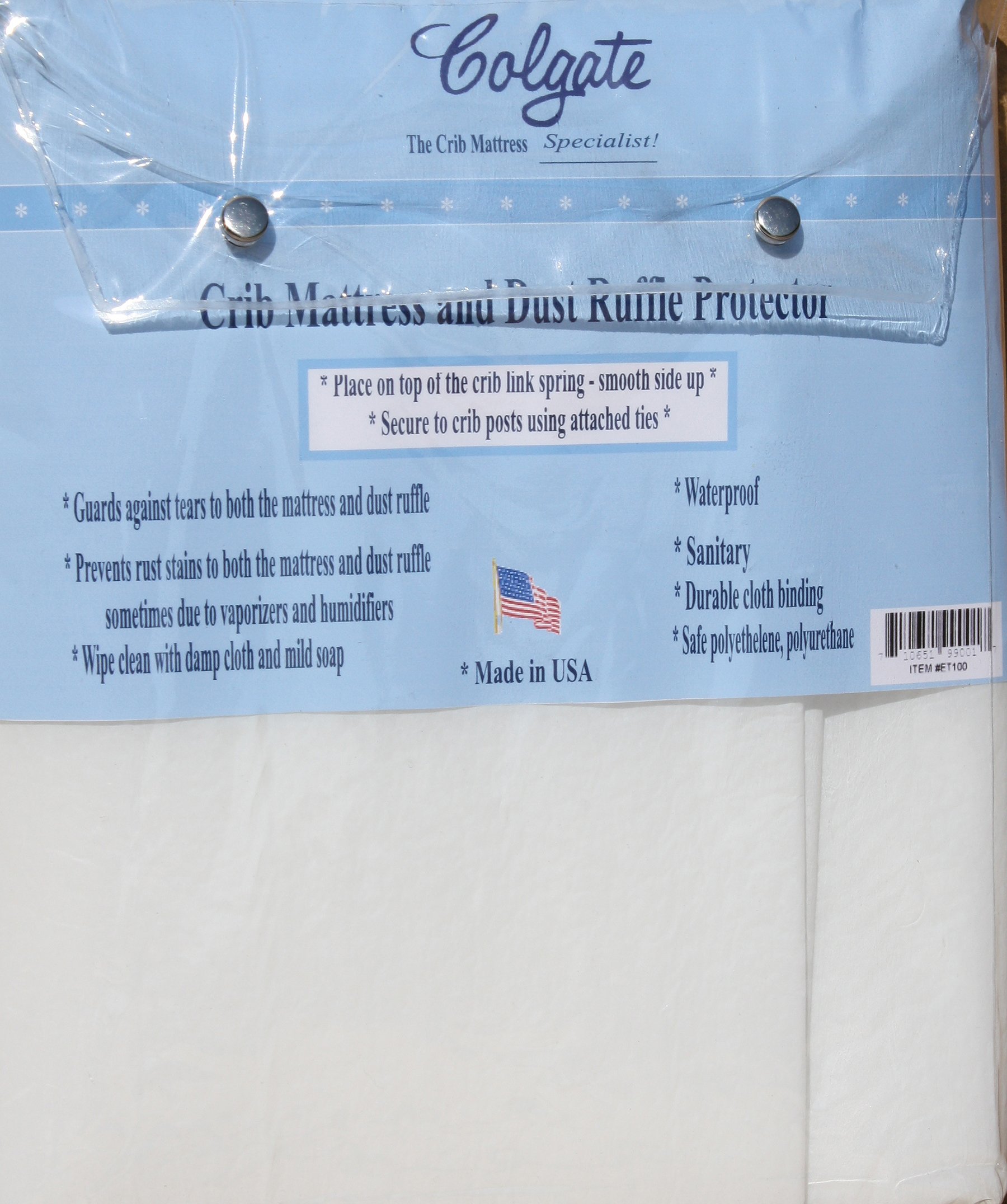 Colgate Crib Mattress and Dust Ruffle Protector - Waterproof Pad Protects Mattress from Tears and Rust Stains