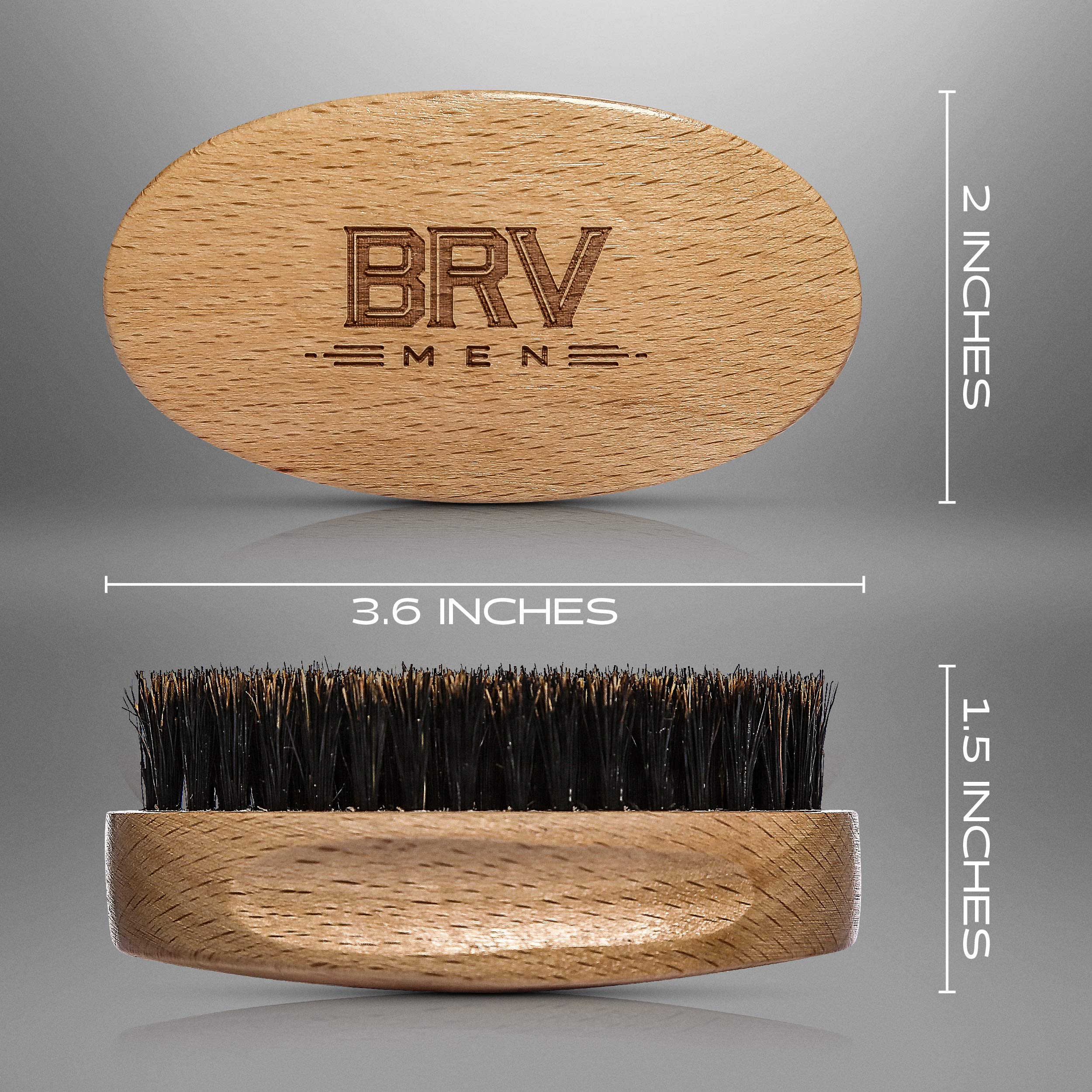 25+ Years, BRV MEN Natural Firm Boar Bristles Beard Brush. The Ideal Gift For Men (Beechwood)
