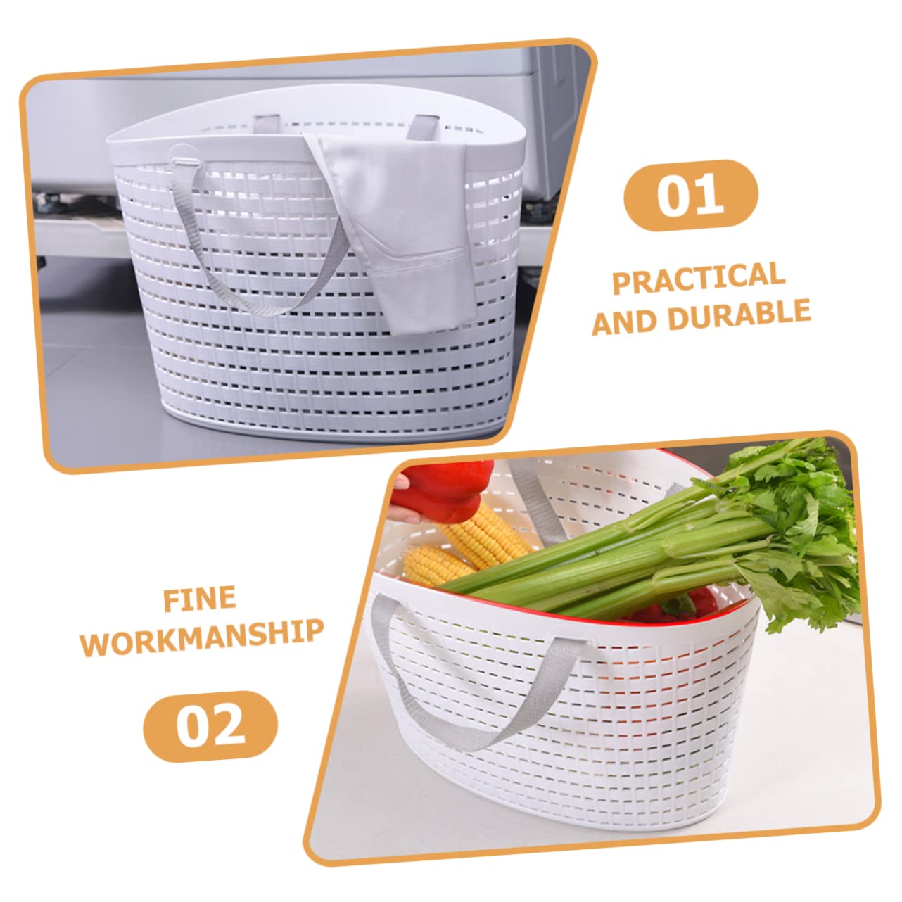 2pcs Plastic Laundry Basket Shopping Tote Bag Plastic Hanger Chicken Egg Basket Picnic Basket Bath Basket Laundry Basket Plastic Clothes Holder Sundries Organizer Hollow-out Basket