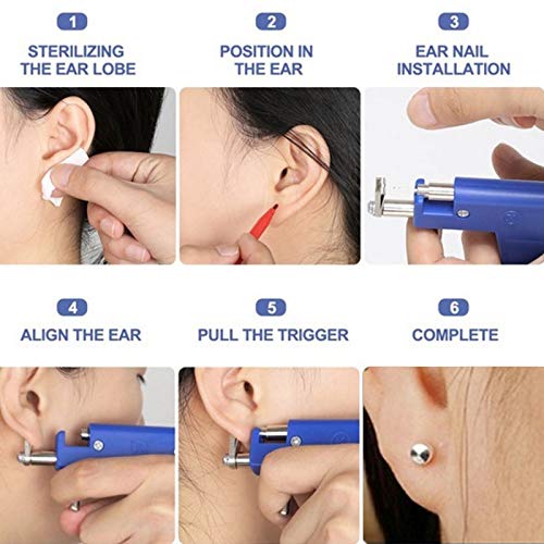 Rudenkoo Ear Piercing Tool Kit, 98Pcs Ears Nose Navel Lip Piercer Machine Studs, Stainless Steel Body Hole Piercing Guns Stud Earrings