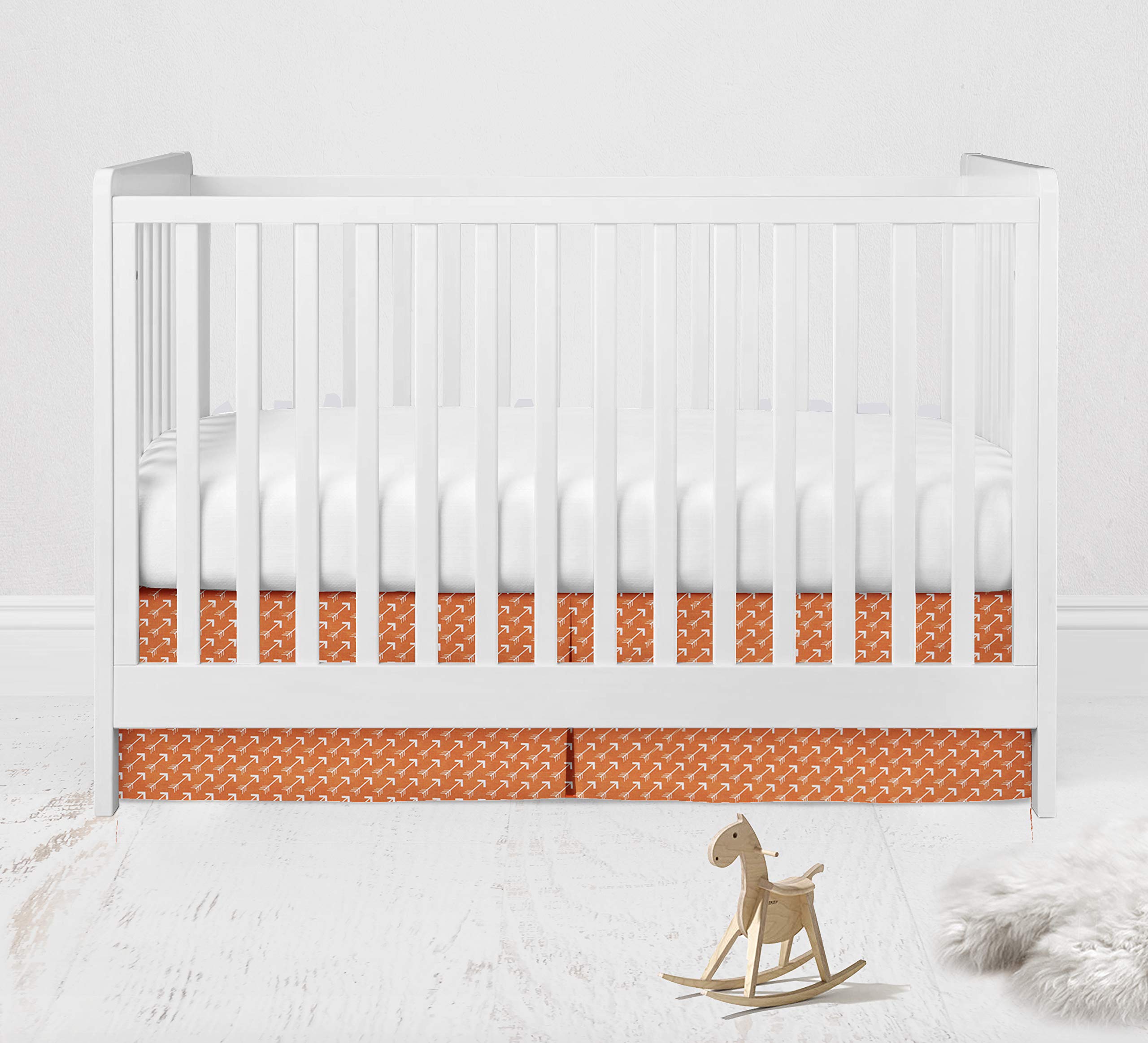 Bacati - Playful Foxes Orange/Grey Crib/Toddler Bed Skirt Dust Ruffle (Orange Arrows Print)