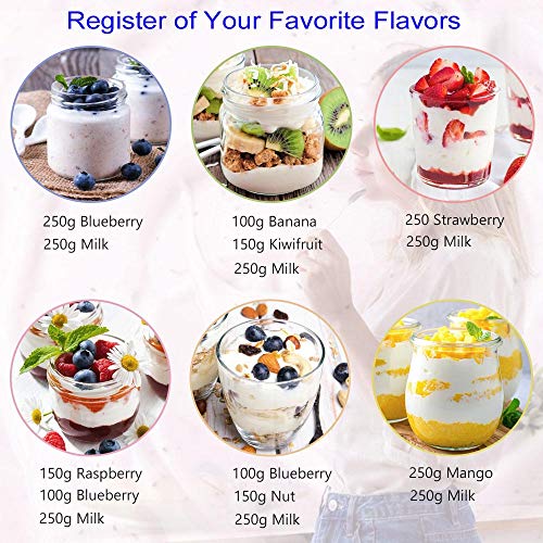 Automatic Yogurt Maker Machine Digital LCD Display with Constant Temperature Control 8 Glass Greek Jars and Lids 48 Ozs Stainless Steel Design for Home Kitchen Use.