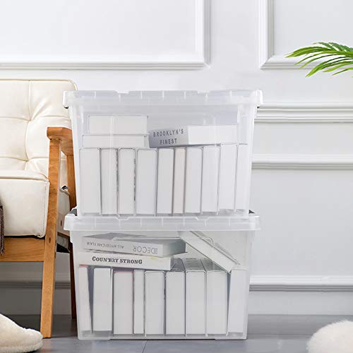 Pekky 50 Quart Clear Storage Containers/Bins with Lid,Wheels and Latching Handles, Large Rolling Storage Plastic Box Tote(4Packs)
