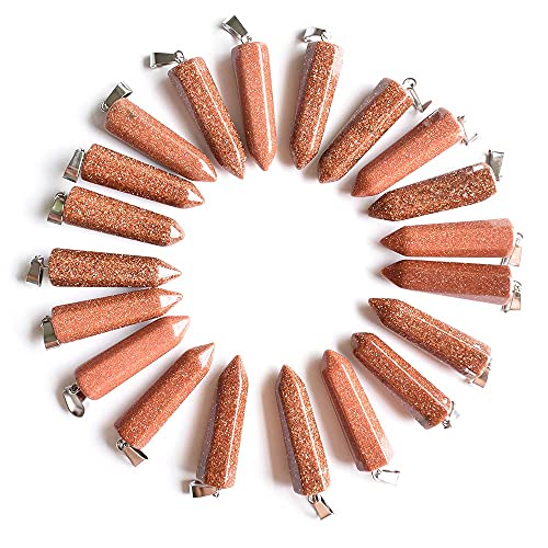 24pcs/lot Fashion Assorted Natural Stone Pendants Point Charms Hexagonal Pillar Pendant - ( Metal Color: Sodalite Stone )