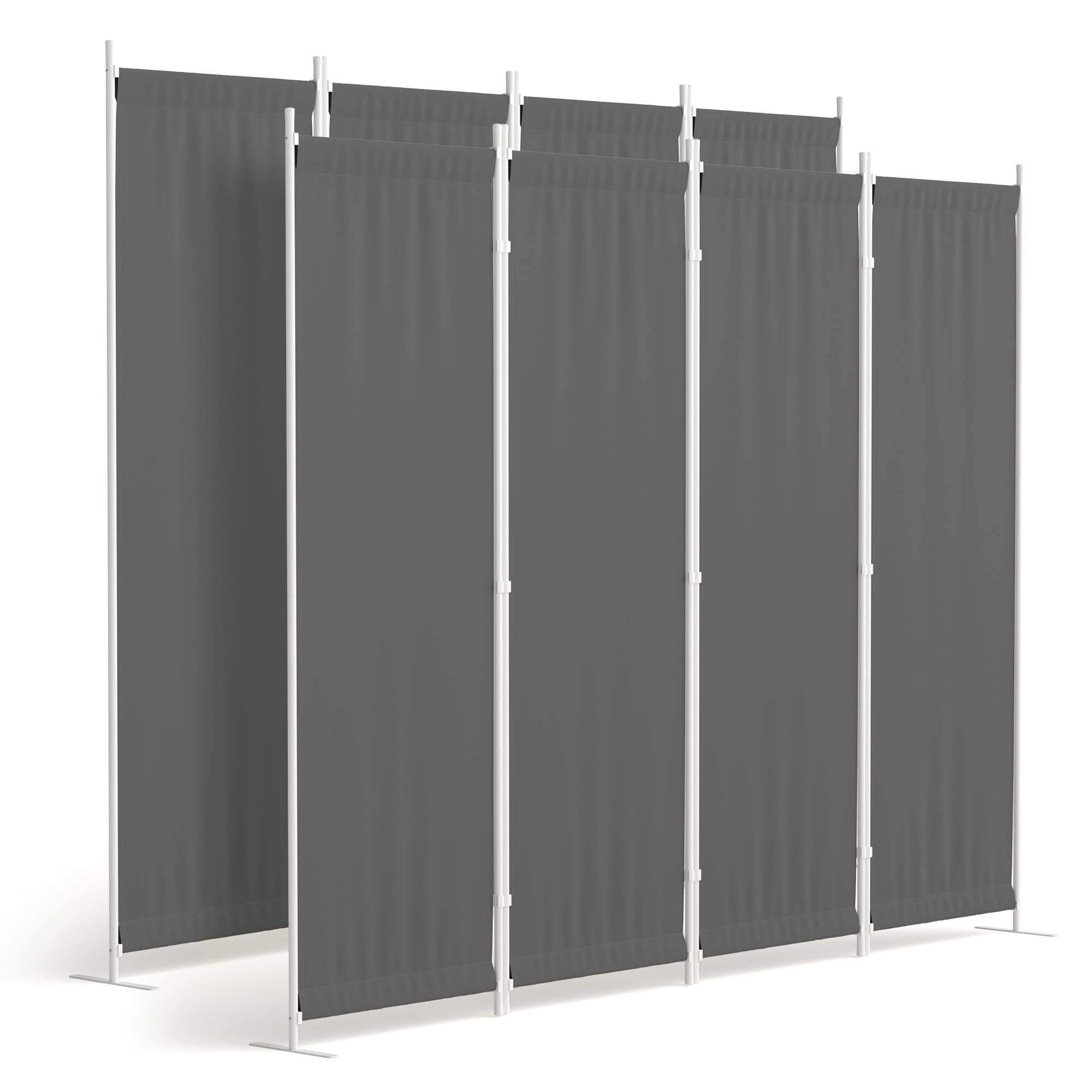 2 Pieces Room Divider Folding Privacy Screen 4 Panel Portable Partition Separator Grey Wall Divider for Bedroom, Office, Dining Room