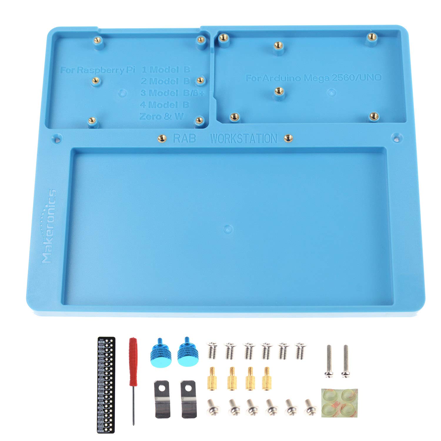 Makeronics Microcontroller Board and RAB 7-in-1 Breadboard Holder with USB Cable Compatible with MEGA 2560 R3 ATMEGA16U2 and Arduino IDE