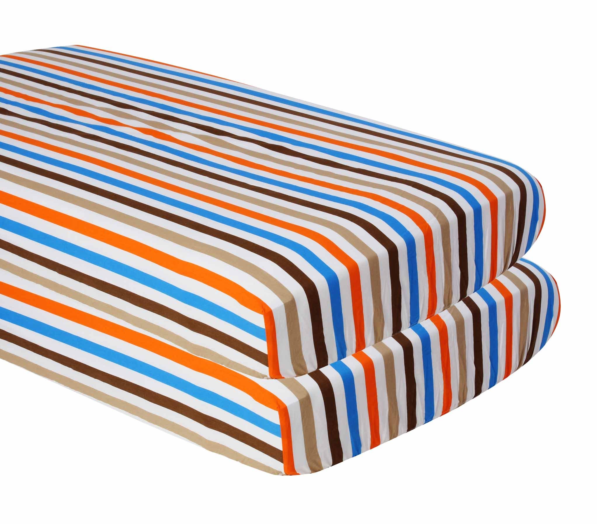 Bacati Crib Fitted Sheets, Mod Sports Blue/Orange/Chocolate (Pack of 2) (BISPBODO2CFS)