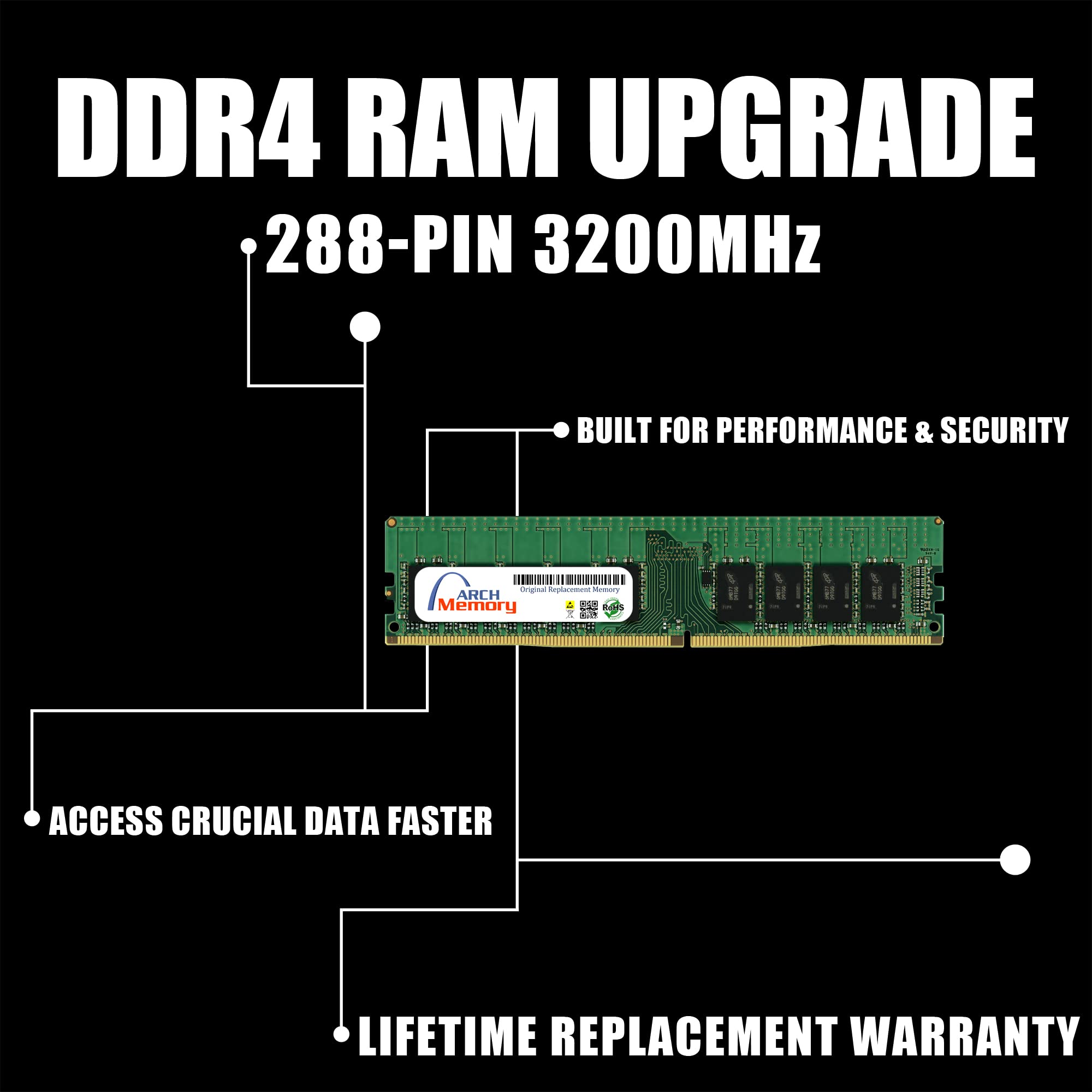 Arch Memory Replacement for Dell SNP732YDC/32G AB120719 32GB 288-Pin DDR4 3200MHz UDIMM RAM for Precision Workstation 5820 Tower