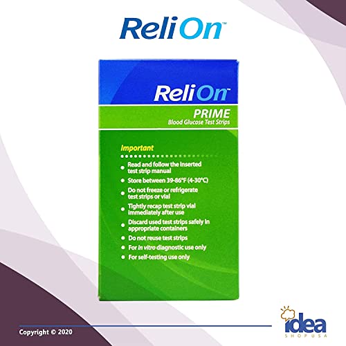 ReliOn Prime Blood Glucose Test Strips, 25 Ct (3 Pack) Bundle with Exclusive Look After Your Diabetes - Better Idea Guide (4 Items)