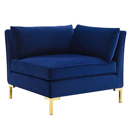 Modway Ardent 4-Piece Performance Velvet Sectional Sofa, Navy