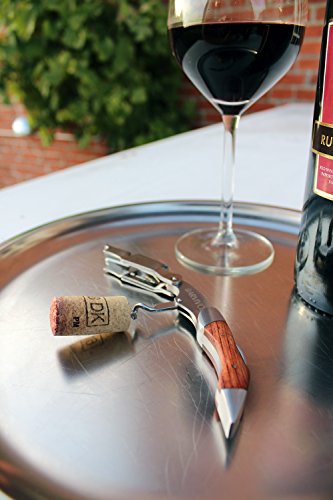 Barvivo Wine Opener with Foil Cutter Knife & Cap Remover - Double Hinged Manual Wine Key for Servers, Bartenders & Waiters - Wine Accessories Ideal as Valentines Day Gifts for Him - Natural Rosewood