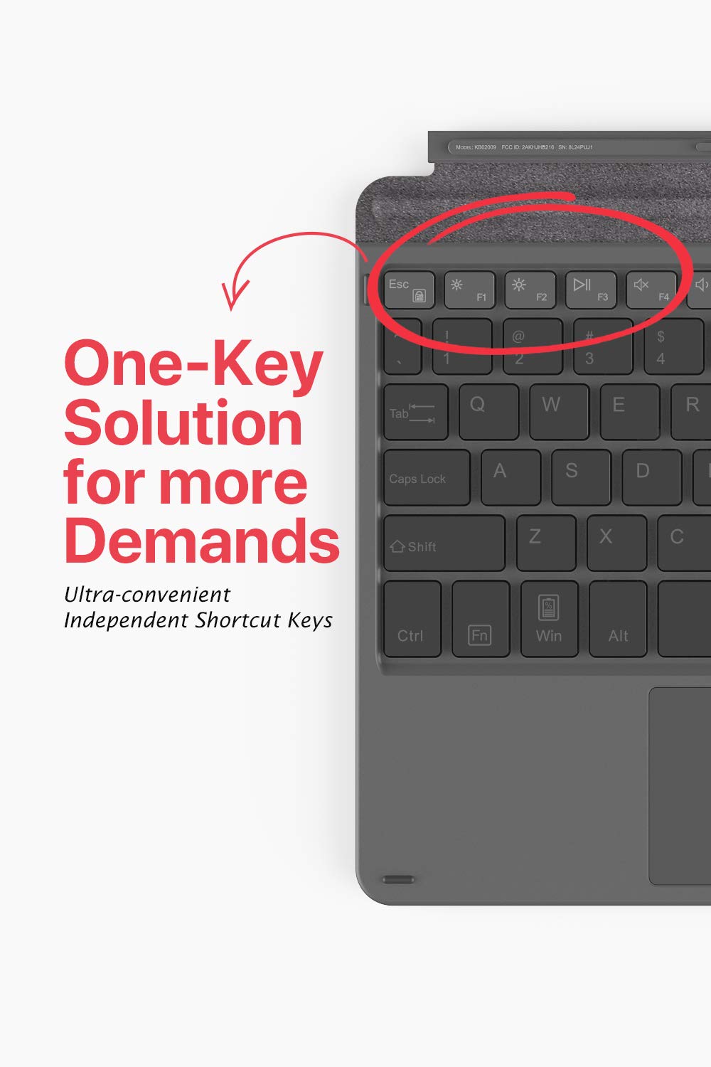 Inateck Surface Go Keyboard, Bluetooth 5.1, 7-Color Backlight, Compatible with Surface Go 4(2023), Surface Go 3(2021), Go 2 (2020), Surface Go 1(2018), KB02009 Black