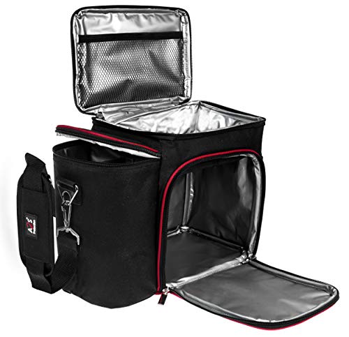 Large Meal Prep Lunch Box - Insulated Lunch Box For Women or Men - Perfect For Multiple Containers/Meals - Keep Food Cool and Organized - A2S Black/Red