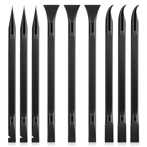 9Pcs Plastic Scraper Tool, Mabor Multi-Purpose Scraper for Tight Spaces Black Non-Scratch Kitchen Scraper Cleaning Pen for Labels Oil Stains Food Paint Remove Stickers