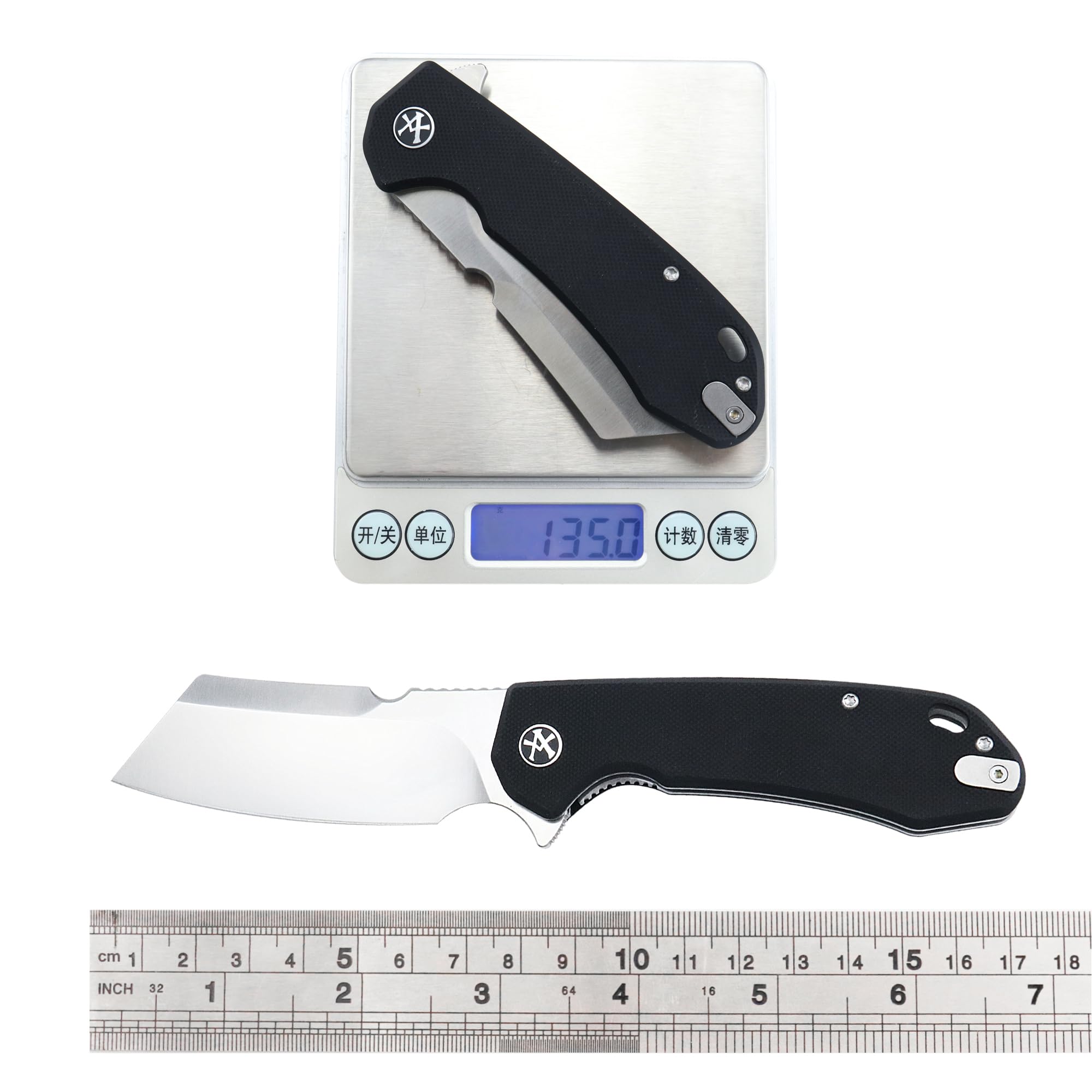 ALBATROSS Bigger Wider Flipper Pocket Folding Knife, 3.5" D2 Steel Satin Blade, 4.5" G10 Handle, Liner Lock, Nylon Bag,FK058 (Black)