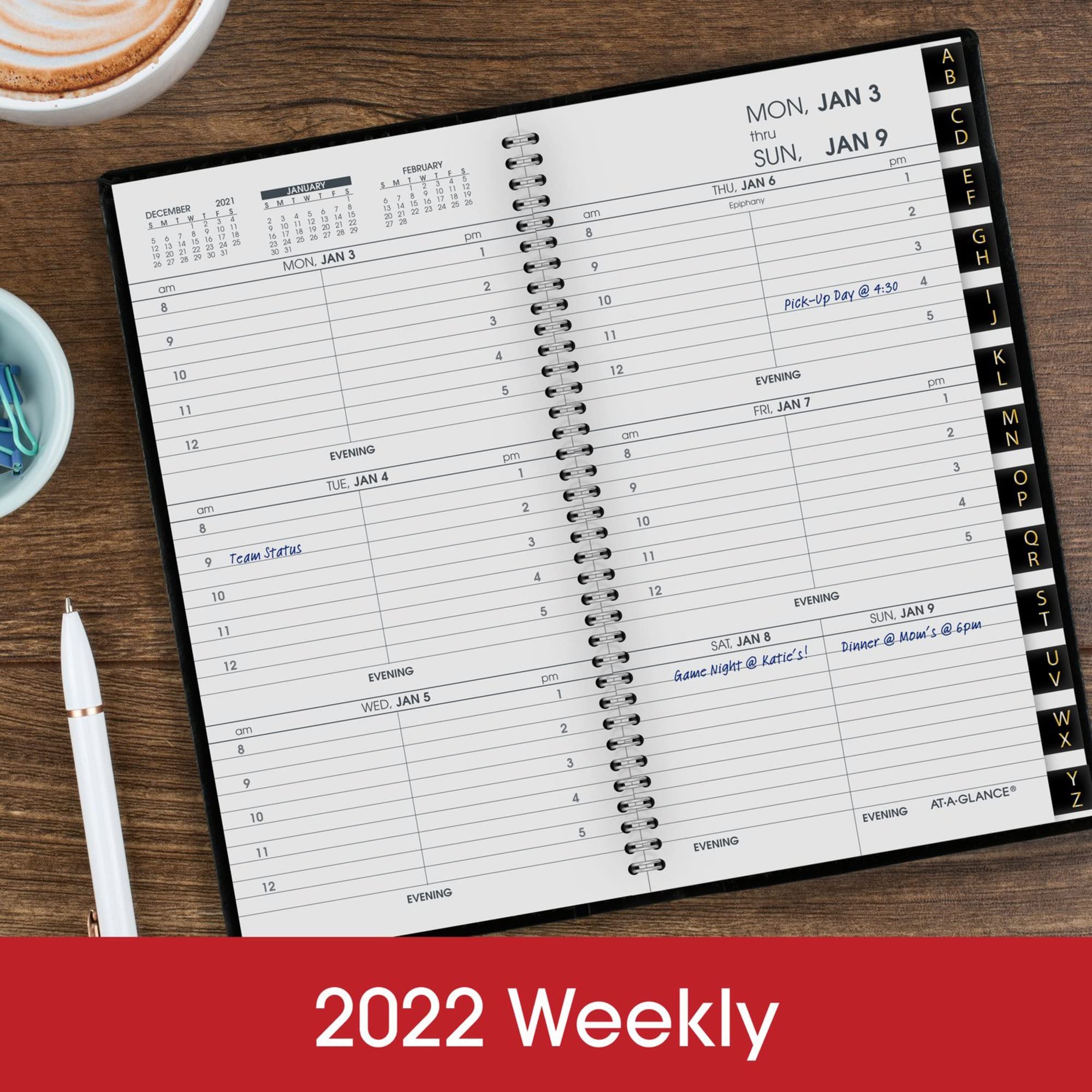 2022 Pocket Calendar by AT-A-GLANCE, Weekly Planner, 3-1/4" x 5-3/4", Pocket Size, Designer Cover, Black (7040205)