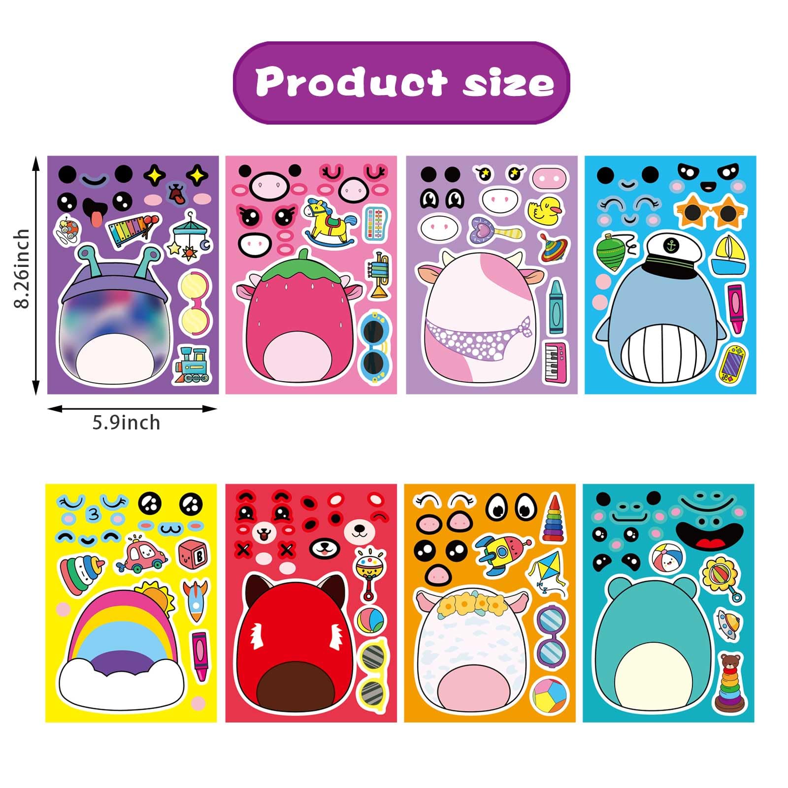 32 Pcs π’πΊπΎπ²πΌπ±πΆπͺπ΅π΅πΈππΌ Make a Face Stickers,Cartoon Stickers Book Crafts for Kids,DIY Party Supplies Favors Make Your Own Stickers Mixed and Matched with Different Designs Characters for Birthday Gifts