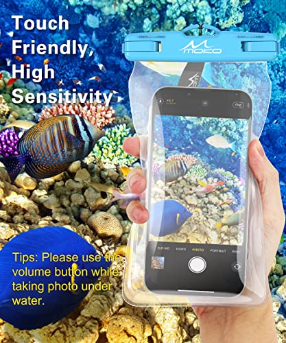 MoKo Floating Waterproof Phone Pouch [2 Pack], Floatable Phone Case Dry Bag with Lanyard Compatible withiPhone 14 13 12 11 Pro Max X/Xr/Xs, SE 3, Samsung S21/S20/S10/S9/S8, Sky Blue+Mint Green