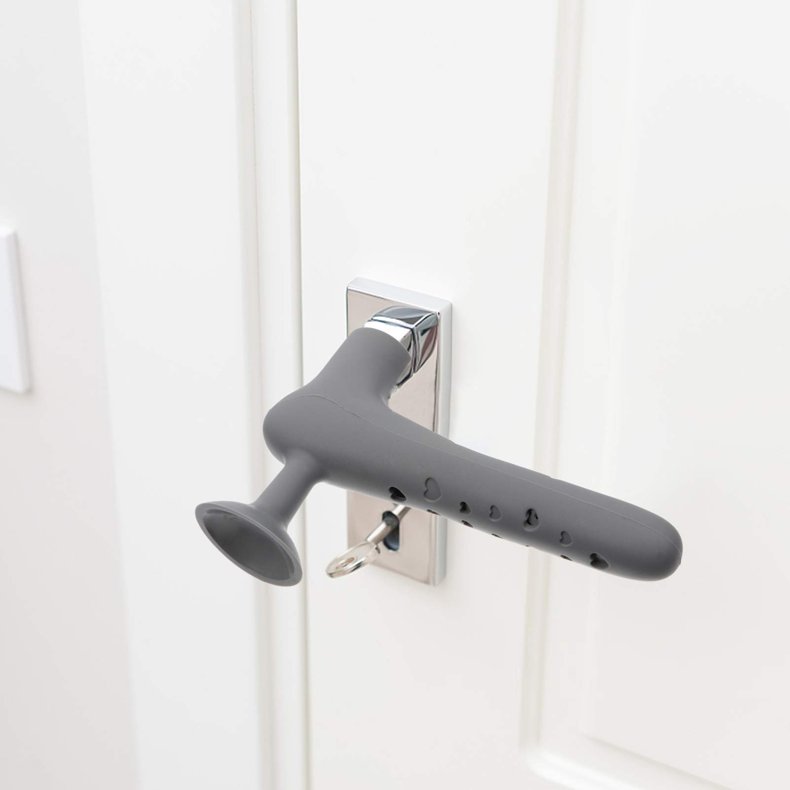 Silicone Door Handle Cover Sleeve Safety Door Knob Protector Cover Guarder Crashproof Suction Cup Door knob Cushion Grey