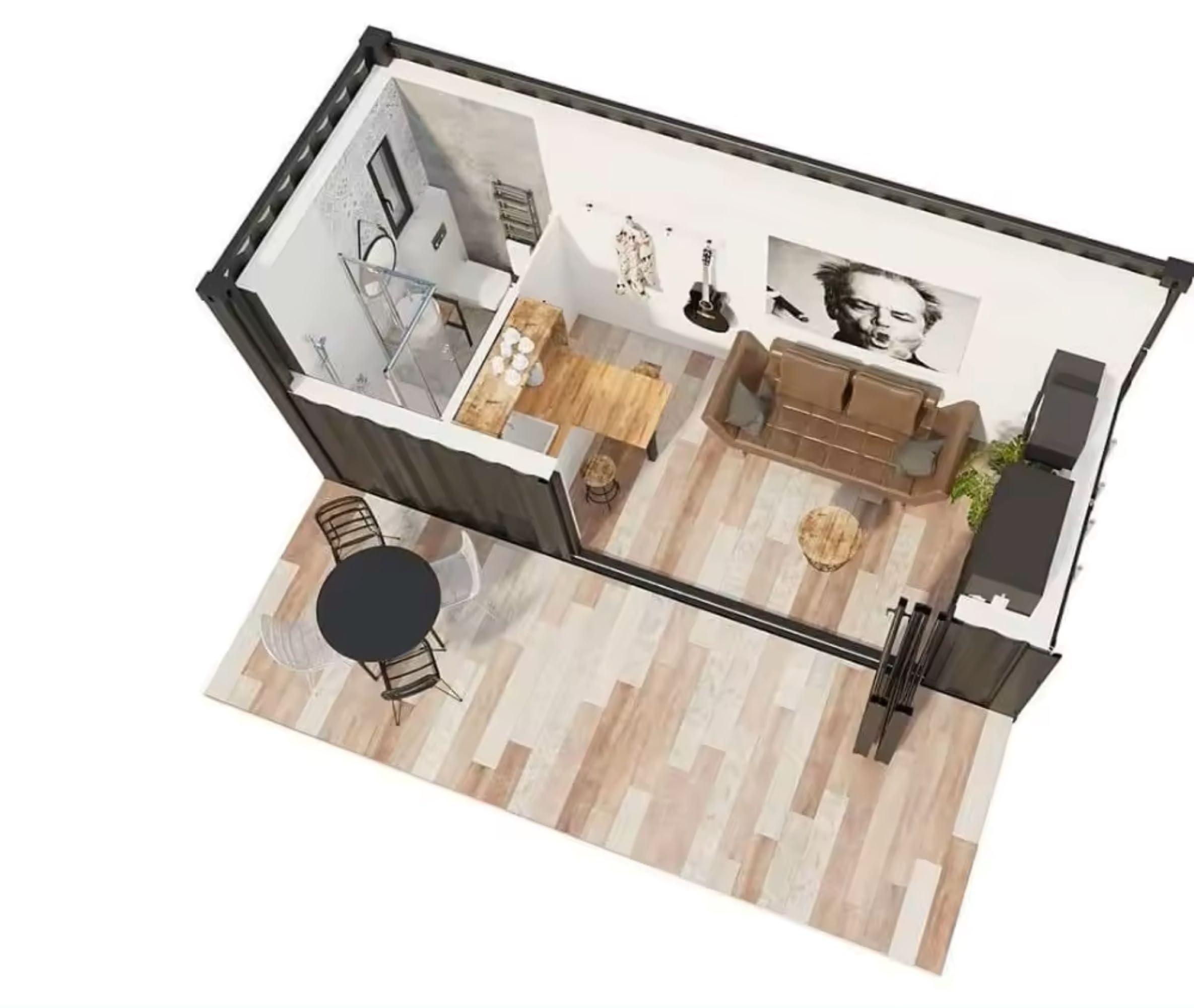 20 ft Modern Modular Prefabricated Container House 1 Bedroom 1 Bathroom 1 Kitchen - Foldable, Container, Portable House, Tiny House for Small Family.Bachelor Nest