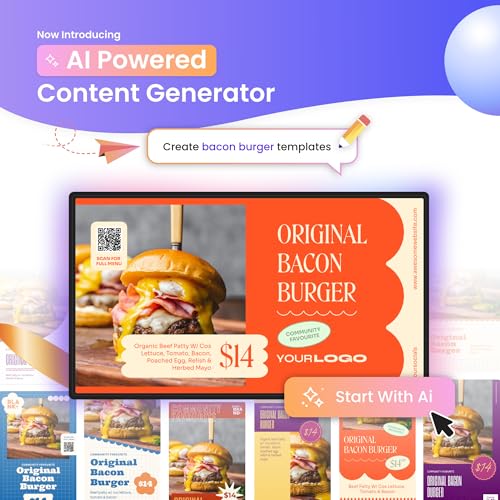 Mandoe Essentials Digital Signage Displays - Digital Signage Player for Digital Menu Board, Electronic Menu Board and Digital Message Board. World-Class Templates & Easy To Use Setup