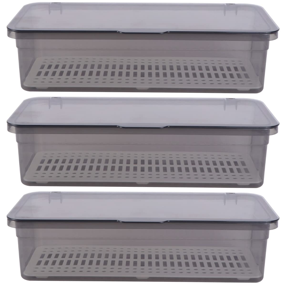 3pcs Plastic Cutlery Tray With Lid Utensil Storage Container Dinnerware Holder for Cutlery, Serving Spoons