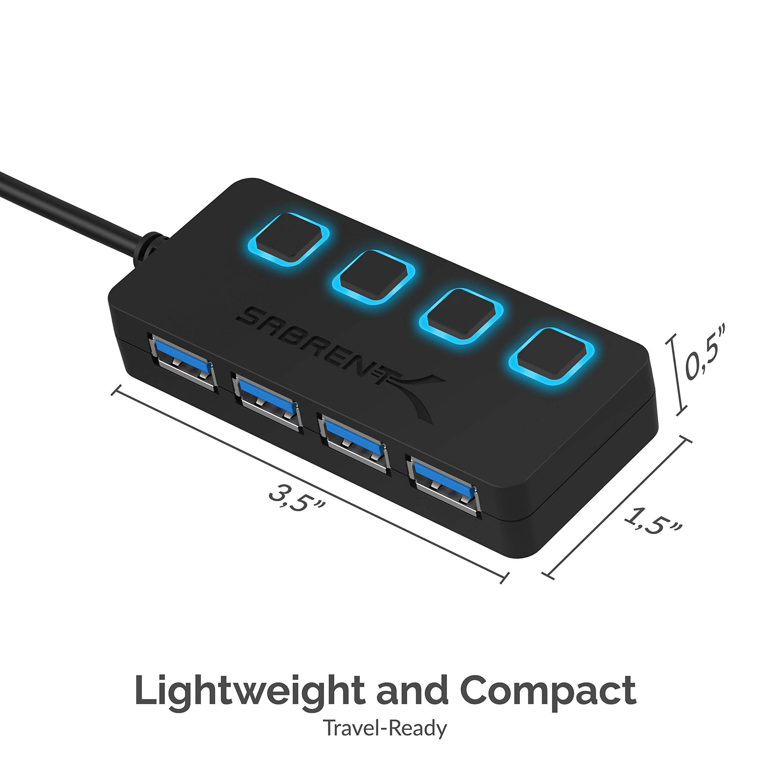 Sabrent USB 3.0 SATA/SSD 2.5" HDD Docking Station with 3 USB Ports + 4-Port USB 3.0 Hub with Individual LED Power Switches
