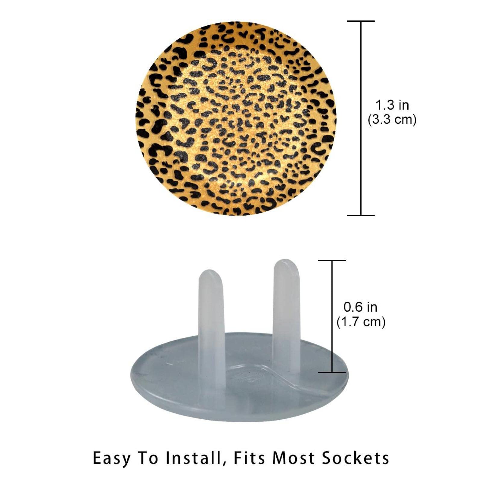 24 Pack Leopard Print Background Outlet Covers Baby Proofing Plug Covers