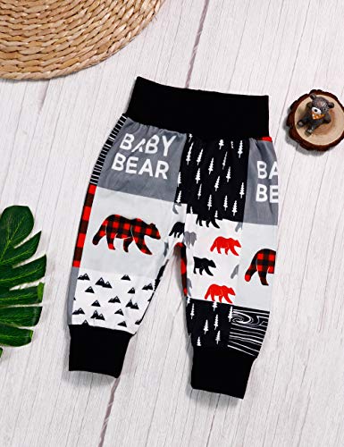 HKALL Newborn Infant Baby Boy Girls Clothes Fall Outfits Baby Bear Romper Long Pants Hat 3PCS Christmas Bodysuit Set