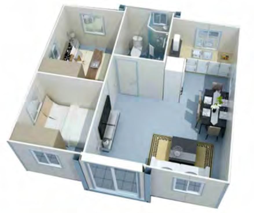 20 ft Portable, Foldable, Prefab Tiny House & Affordable Mobile Home Perfect for Hotels, Offices, Shops, Villas & Warehouses. Includes Restroom and Wet-Dry Bathroom Saperation (Customisable).