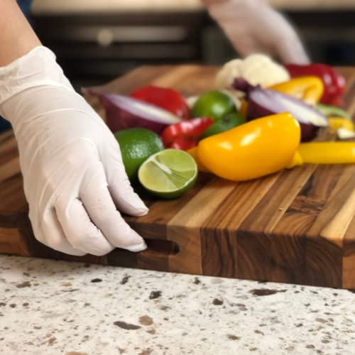Large Teak Wood Cutting Board - Juice Groove, Reversible, Hand Grips (Edge Grain, 18 x 14 x 1.25 inches | Large)