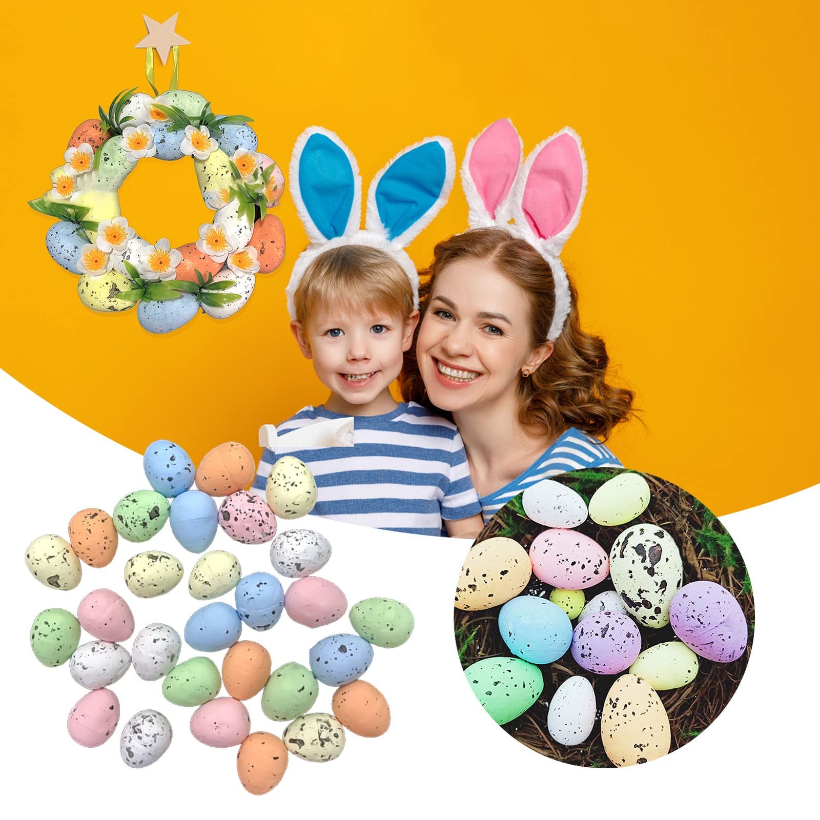 20pcs Easter Eggs Speckled Eggs Decorations Pastel Speckled Eggs Decorative Easter Eggs for Farmhouse Easter Spring Party Favors Basket Fillers Seasonal Table Setting Gnome (Yellow, One Size)