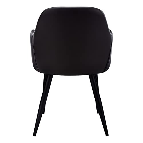 Monarch Specialties 1193, Set of 2, Side, Upholstered, Kitchen, Room, Pu Leather Look, Metal, Contemporary, Modern Dining Chair, 17.5" L x 23.5" W x 33" H, Black| Black Legs