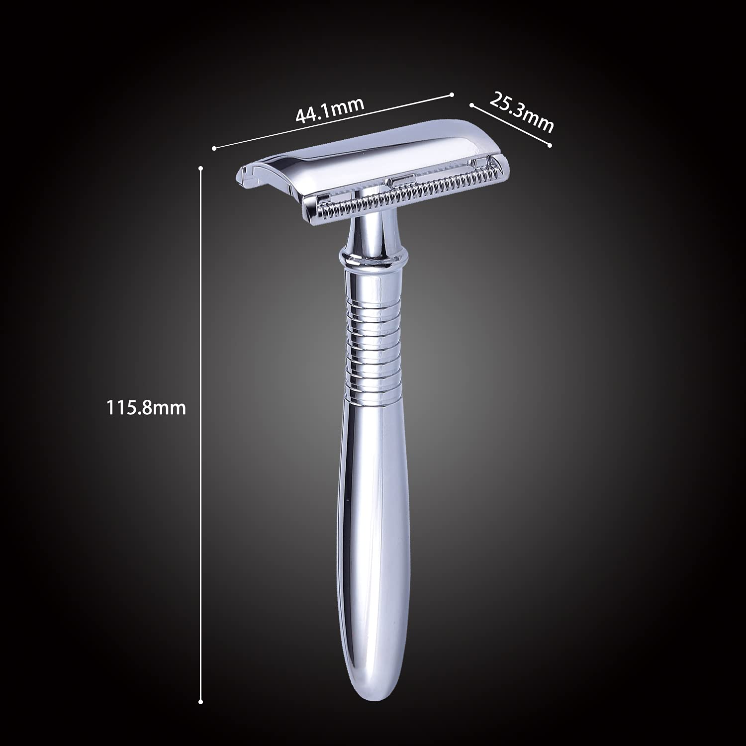 BAILI Classic 3-Piece Metal Double Edge Eco Safety Razor Long Handle Wet Shaving Kit for Men Women with 5 Platinum Blades BD191
