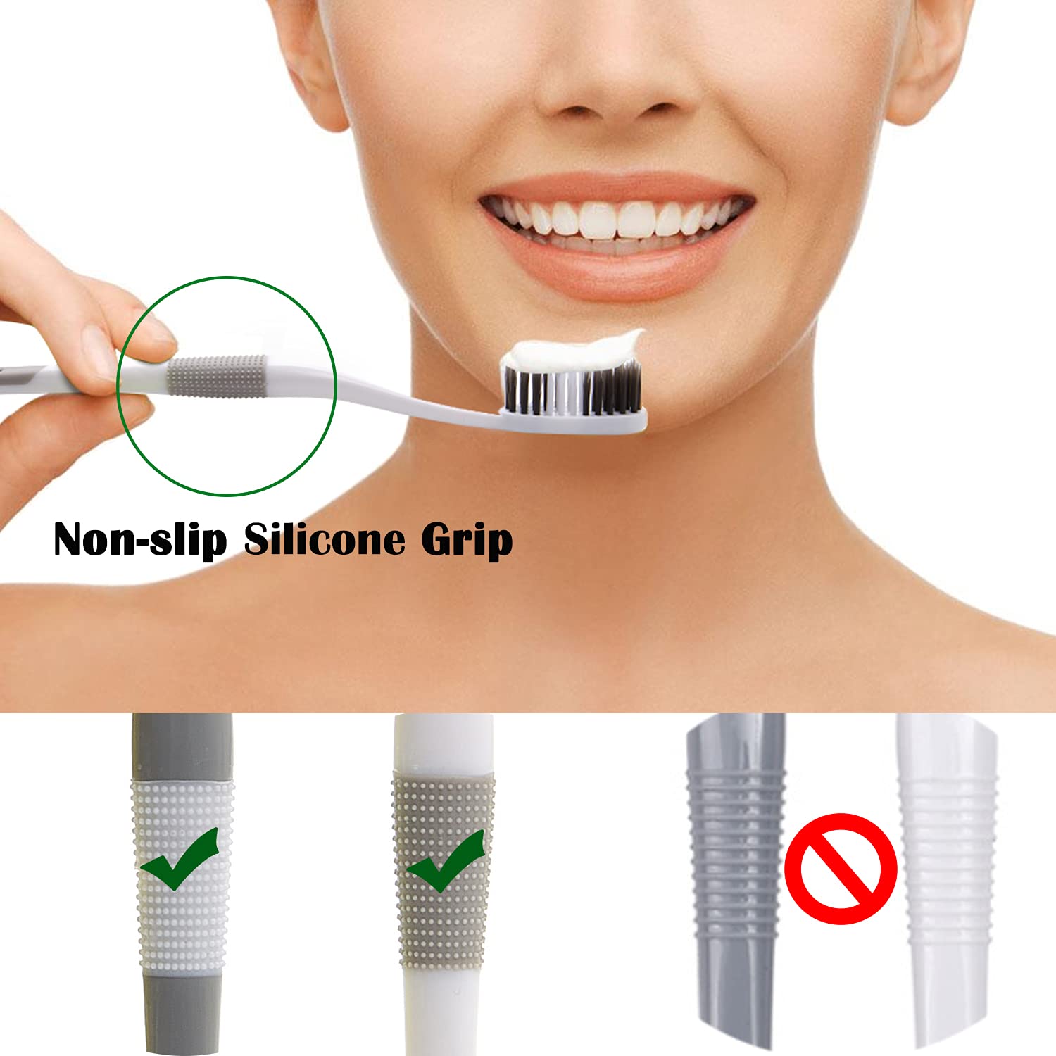 SillyCute Toothbrush & Tongue Scraper with Portable Toothbrush Travel Case Multifunctional Toothpaste Holder Cup for Camping, Hiking, Hotel, Office, Home, School Supplies, Travel Kit, 2 Counts