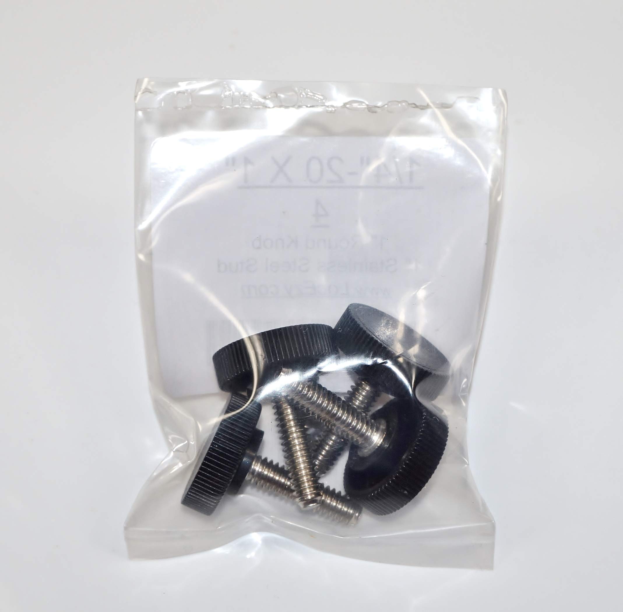 Four (4) 1/4-20 x 1 Long Stainless Steel Thumb Screws 1" Round Knurled Plastic Head