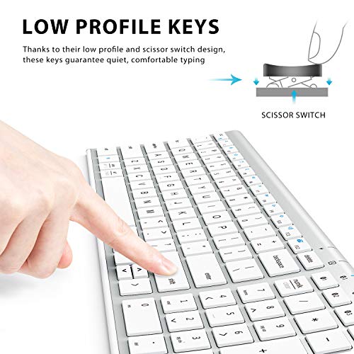 iClever BK10 Bluetooth Keyboard, Wireless Bluetooth Keyboard, Rechargeable Bluetooth 5.1 Multi Device Keyboard with Number Pad Full Size Stable Connection for Mac, Windows, iOS, Android, Laptop