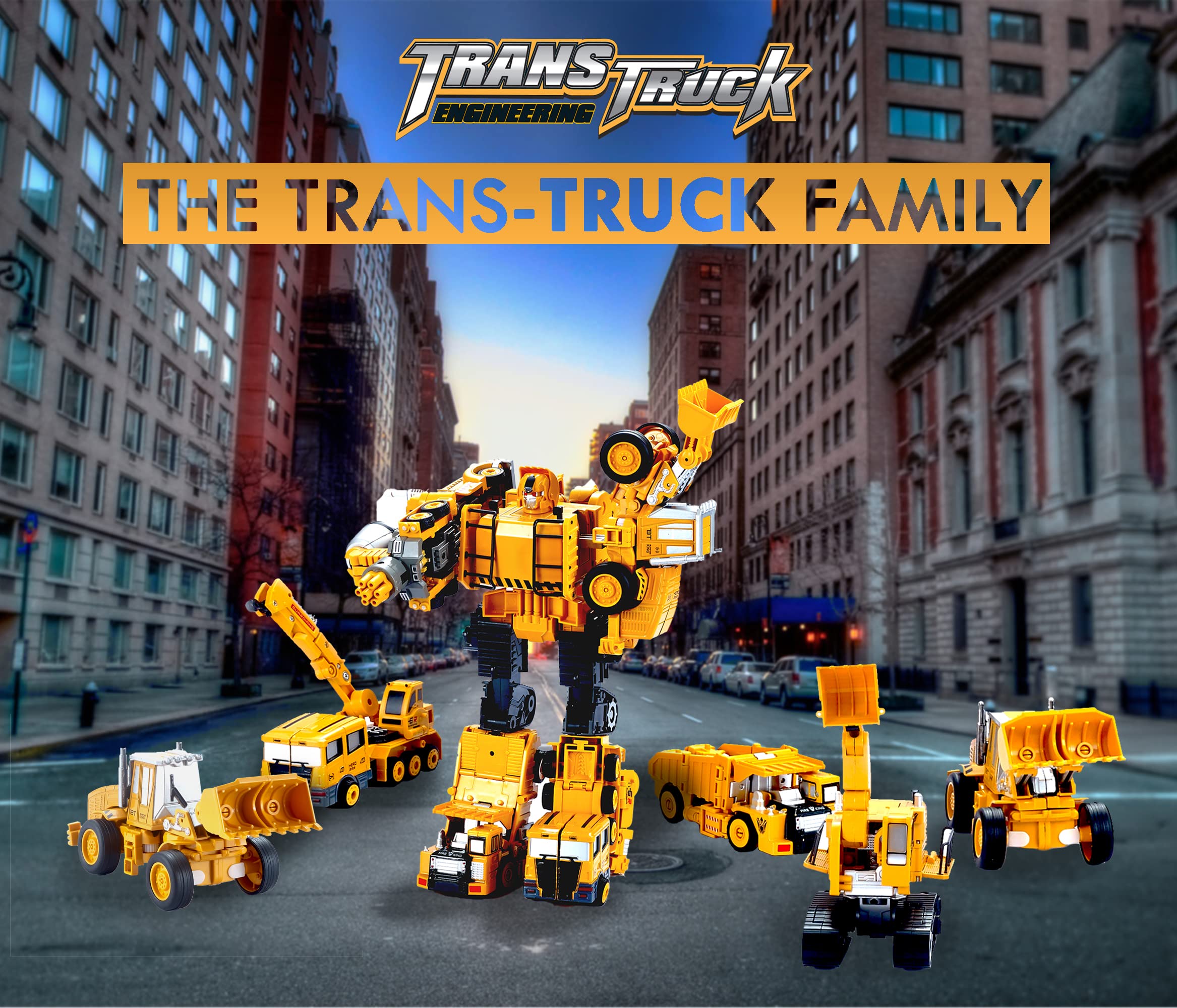 Big Mo's Toys Tractor Robot Construction Set- 5 pcs TransTruck Transforming Tracktors to Robots STEM Action Figures DIY Set- Holiday, Birthday Gift Toys for Kids