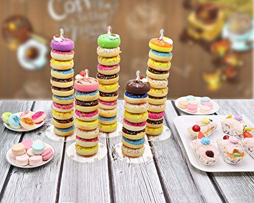 Acrylic Donut Stands Display, Clear Bagels Doughnut Holder for Wedding Birthday Party Treat, 5 pieces