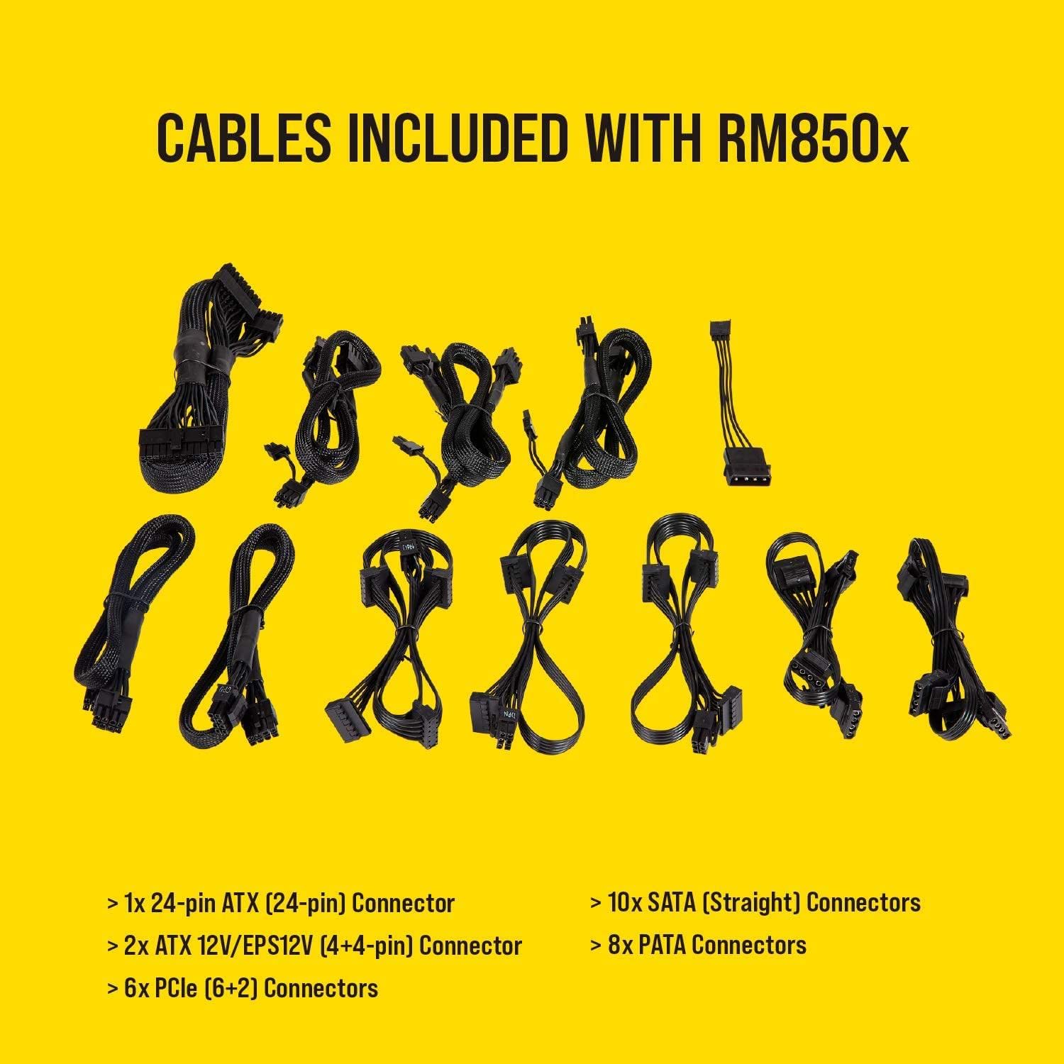 Corsair RM850x 80 Plus Gold, 850 Watts, Fully Modular ATX Power Supply Unit - Black