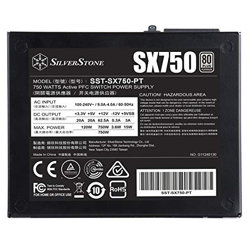 SilverStone SX750 Platinum, 750W SFX Fully Modular 80 PLUS Platinum Power Supply, SST-SX750-PT