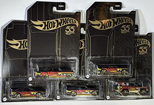 Hot Wheels - '23 Pearl & Chrome 55th Anniversary Set - 5 Cars - Does NOT Include Chase (3/6) - Challenger - Nova - Nissan 180SX - BMW M3 - Range Rover - Mint/NrMint Bubble Wrapped in a Box