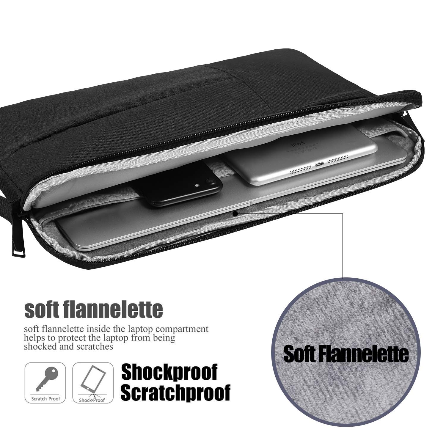 Drawing Tablet Case Carrying Bag with Artist Glove Graphics Tablet Sleeve Protective Bag for Huion H610 Pro, HS610, HS611, Xp-Pen Deco 01, Star 06, Ugee M708 and VEIKK A30, A50 (Black)