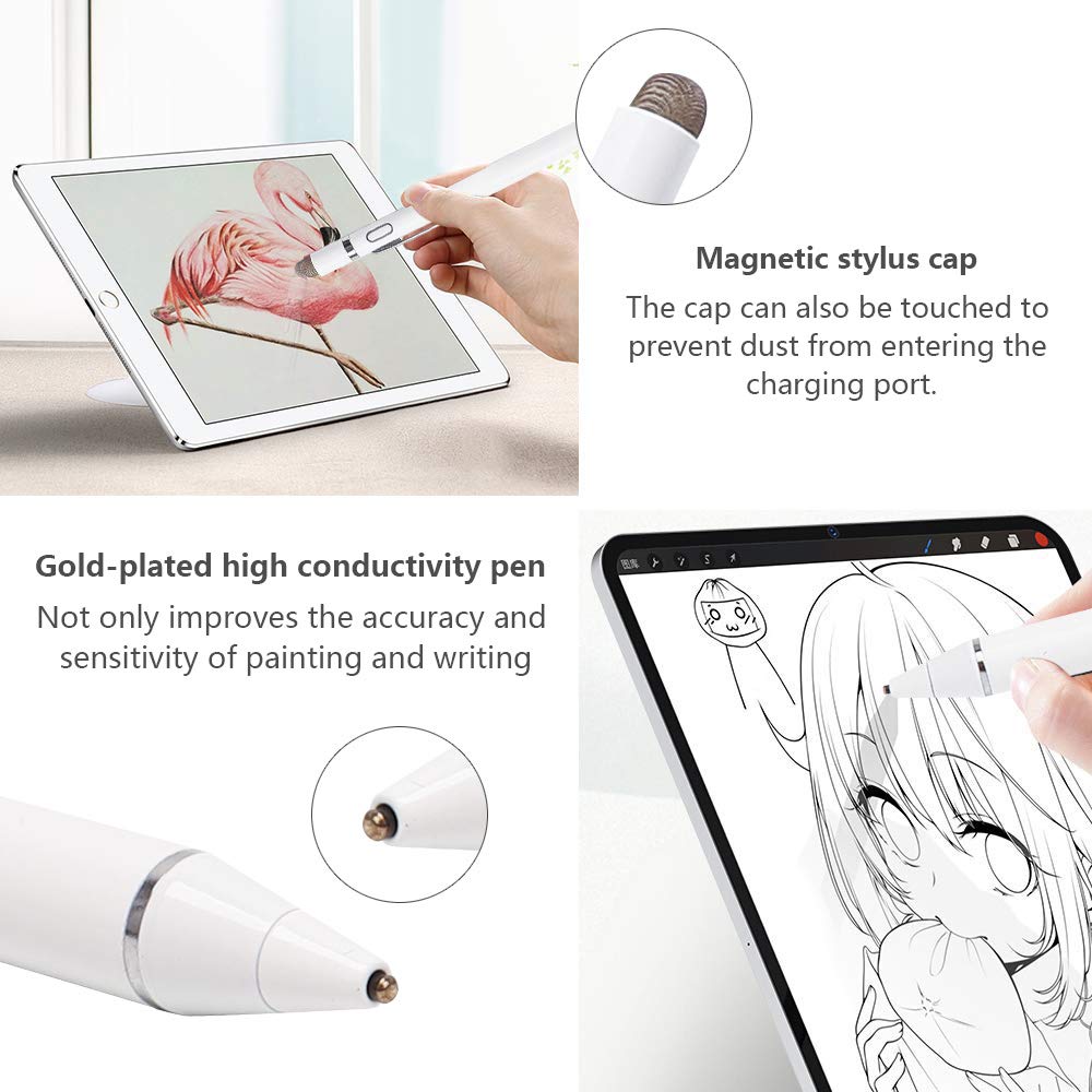 MENKARWHY Active Stylus Pen for Touch Screens, Digital Pencil Pen Fine Point Stylish Pencil Compatible with iPhone iPad Pro Air Mini Android and Other Tablets (White) E8910BJ