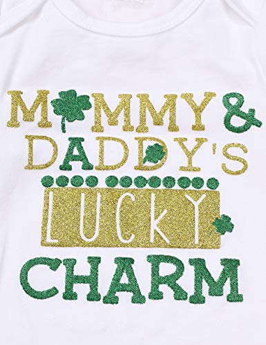 WALSONER My 1st ST.Patrick's Day Outfit Baby Girl Long Sleeve Romper Suspender Skirts with Headband clothes (Green-A, 0-3 Months)