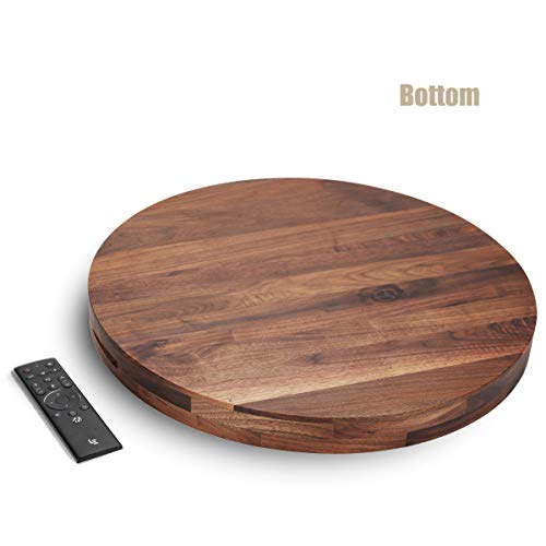 MAGIGO 20 Inches Extra Large Round Black Walnut Wood Ottoman Tray with Handles, Serve Tea, Coffee or Breakfast in Bed, Classic Circular Wooden Decorative Serving Tray