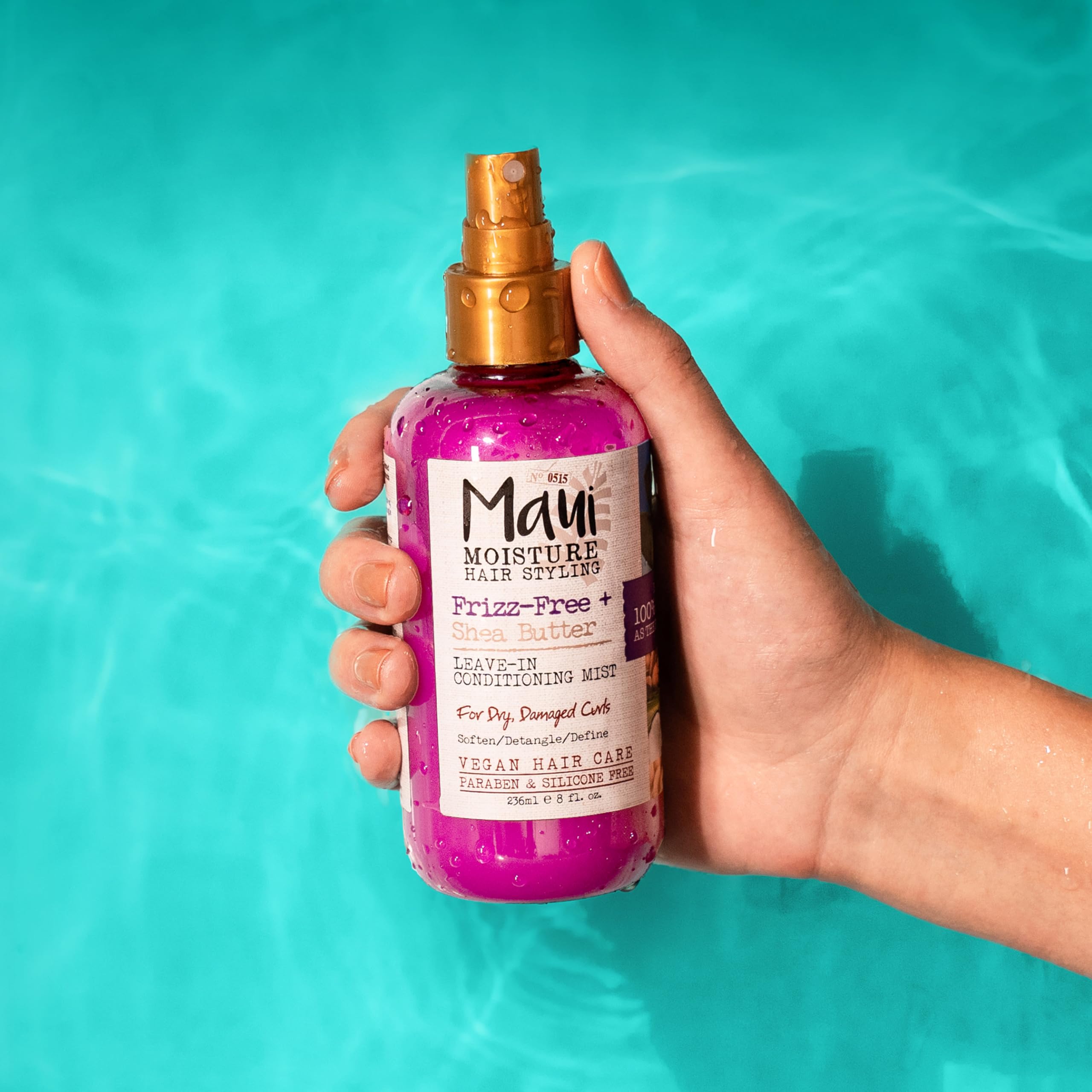 Maui Moisture Frizz-Free + Shea Butter Leave-in Conditioning Mist, Curly Hair Styling, No Drying Alcohols, Parabens or Silicone, 8 Fl Oz