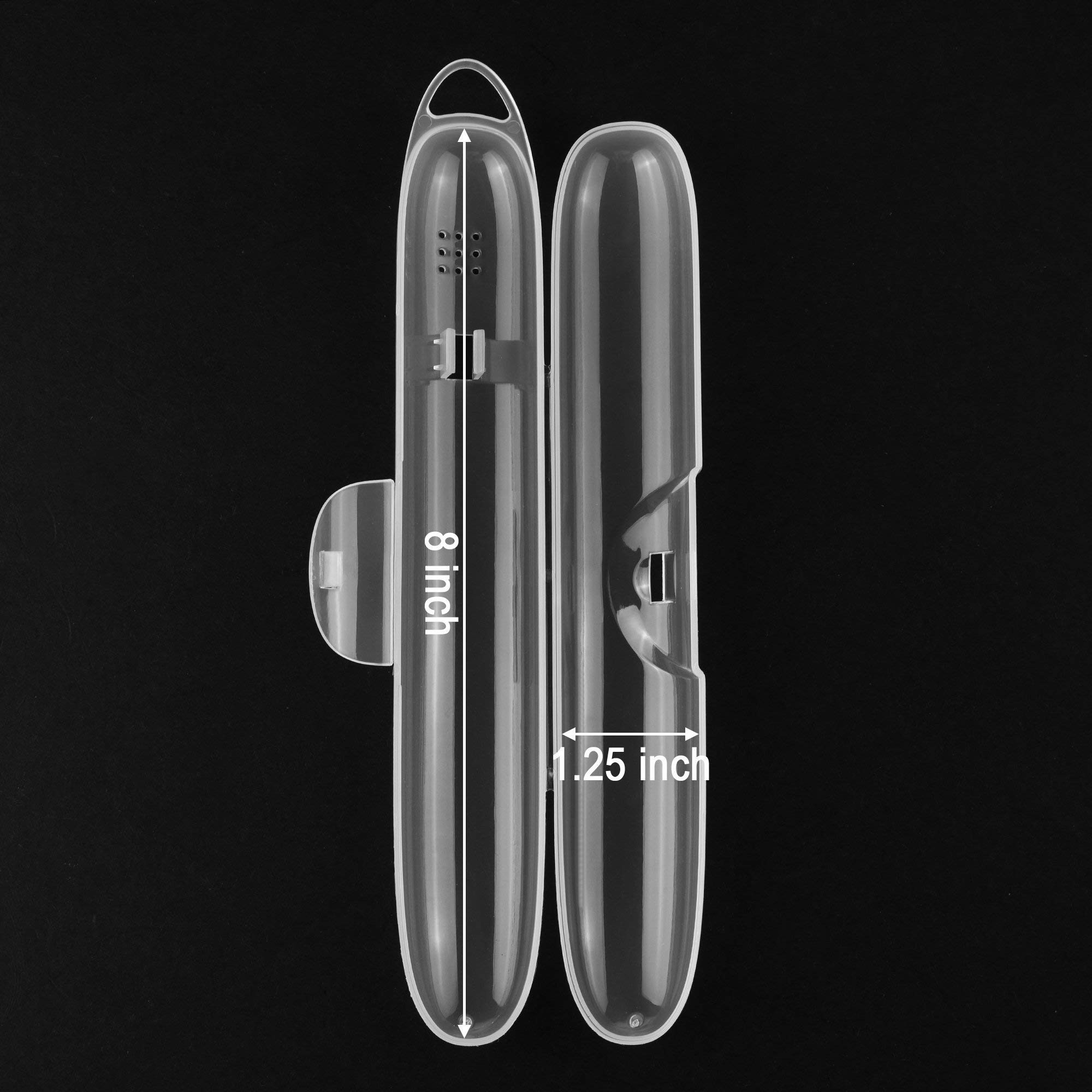 Cosmos Pack of 4 Transparent Plastic Portable Travel Toothbrush Case Holder Organizer with Hook for Travel Use