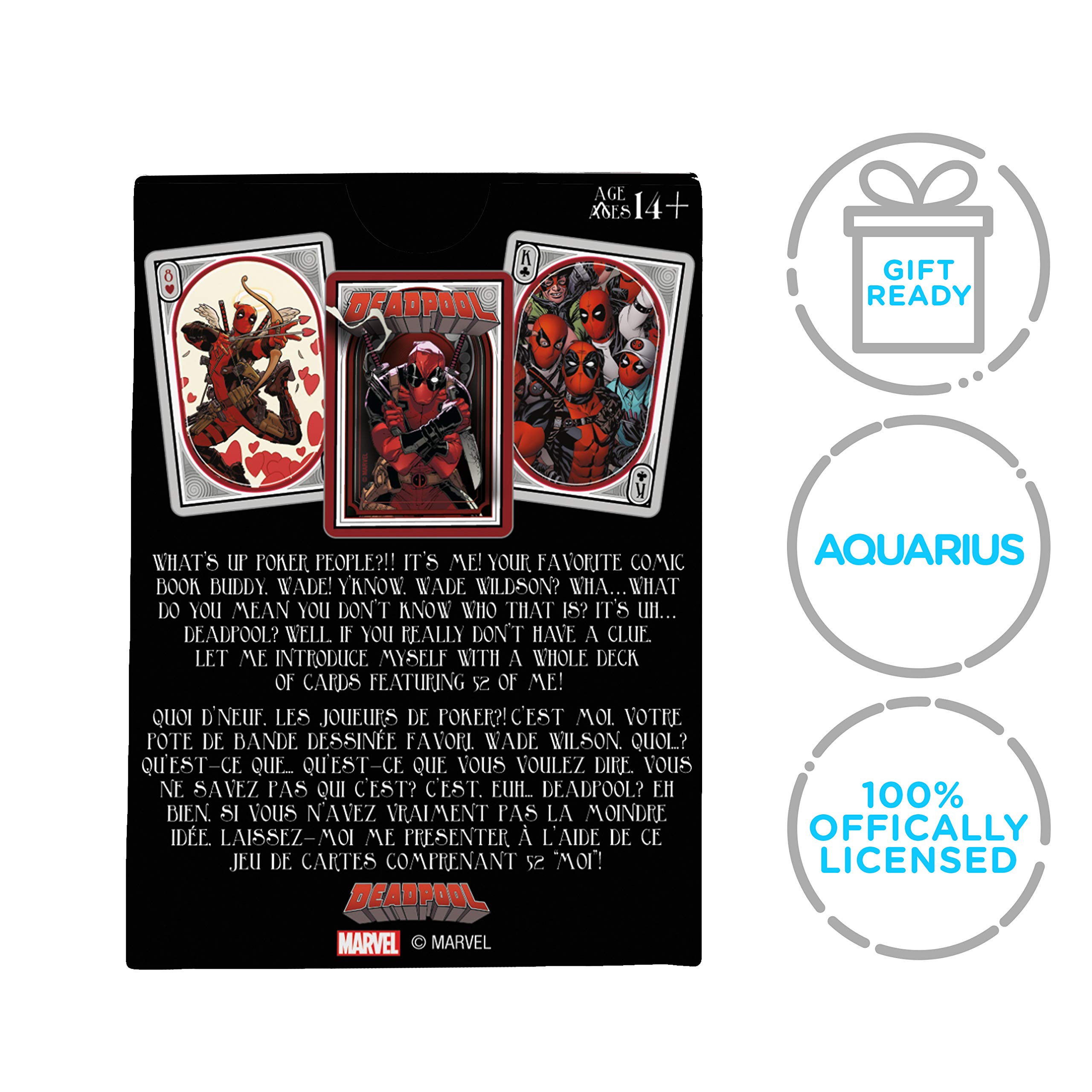 AQUARIUS Marvel Deadpool Playing Cards - Deadpool Themed Deck of Cards for Your Favorite Card Games - Officially Licensed Deadpool Merchandise & Collectibles - Poker Size