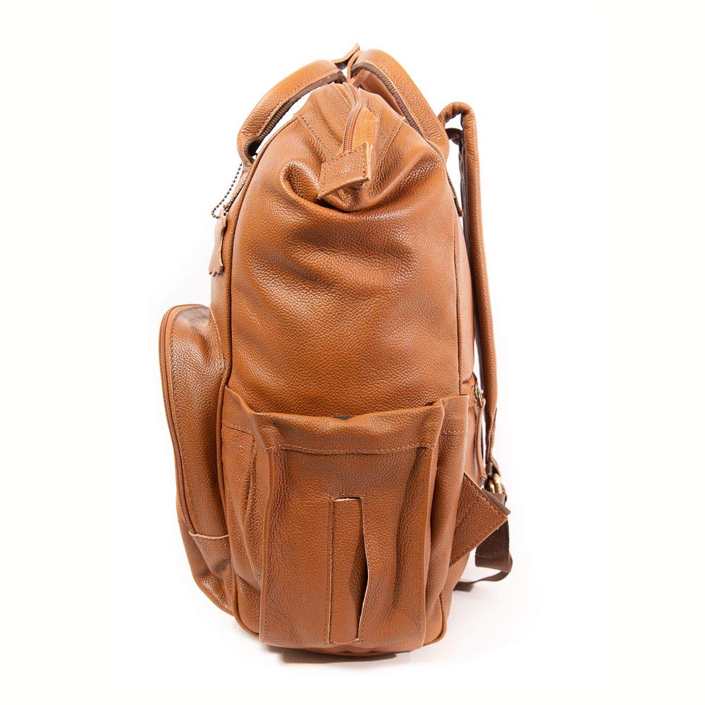 Dream Embroidery Large Black Leather Diaper Bag Knapsack Genuine Leather Diaper bag Backpack WATERPROOF diaper bag UNISEX (Brown)